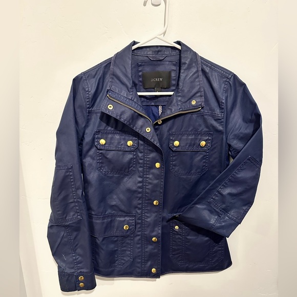 J. Crew | Jackets & Coats | J Crew Navy Rain Coat With Gold Button Details | Poshmark